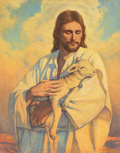 In His Arms by Del Parson features Jesus Christ in a white robe holding ...