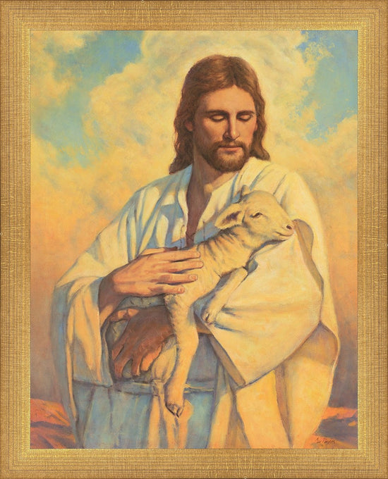 In His Arms by Del Parson features Jesus Christ in a white robe holding ...