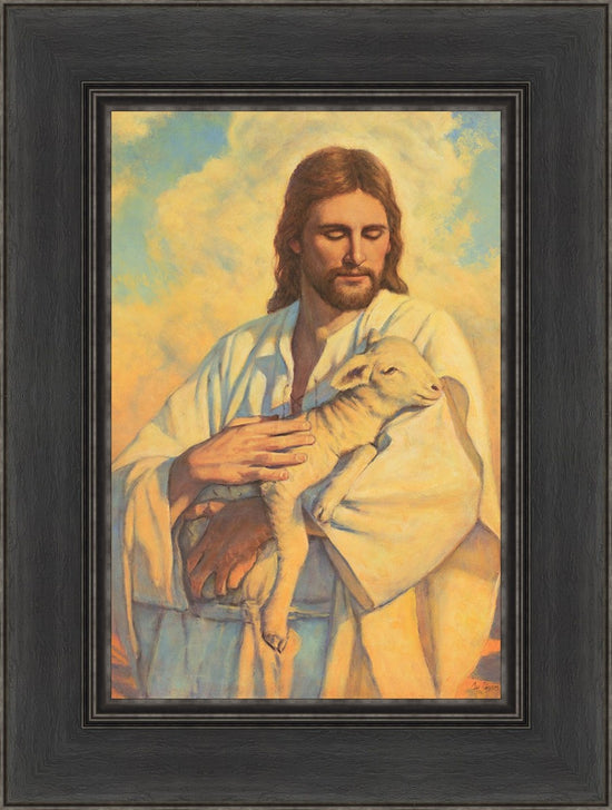 In His Arms by Del Parson features Jesus Christ in a white robe holding ...