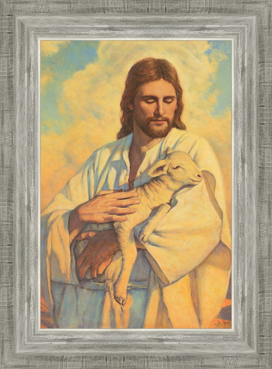In His Arms by Del Parson features Jesus Christ in a white robe holding ...