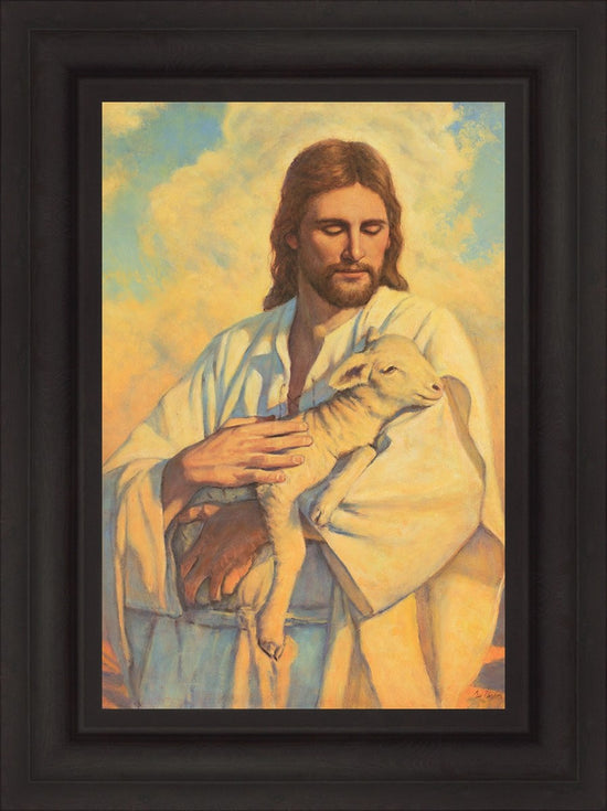 In His Arms by Del Parson features Jesus Christ in a white robe holding ...