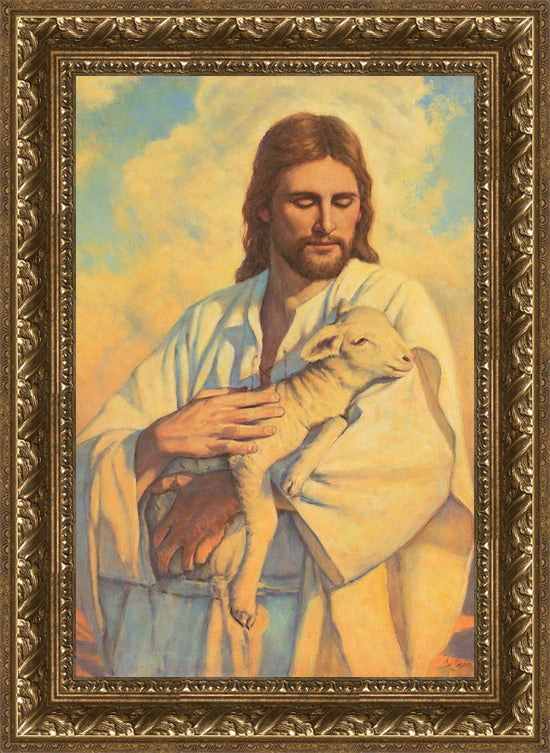 In His Arms by Del Parson features Jesus Christ in a white robe holding ...