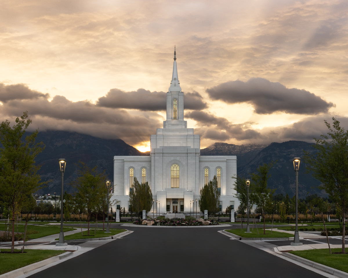 Orem Solstice Rays by Greg Farley Orem Utah LDS temple side view with ...