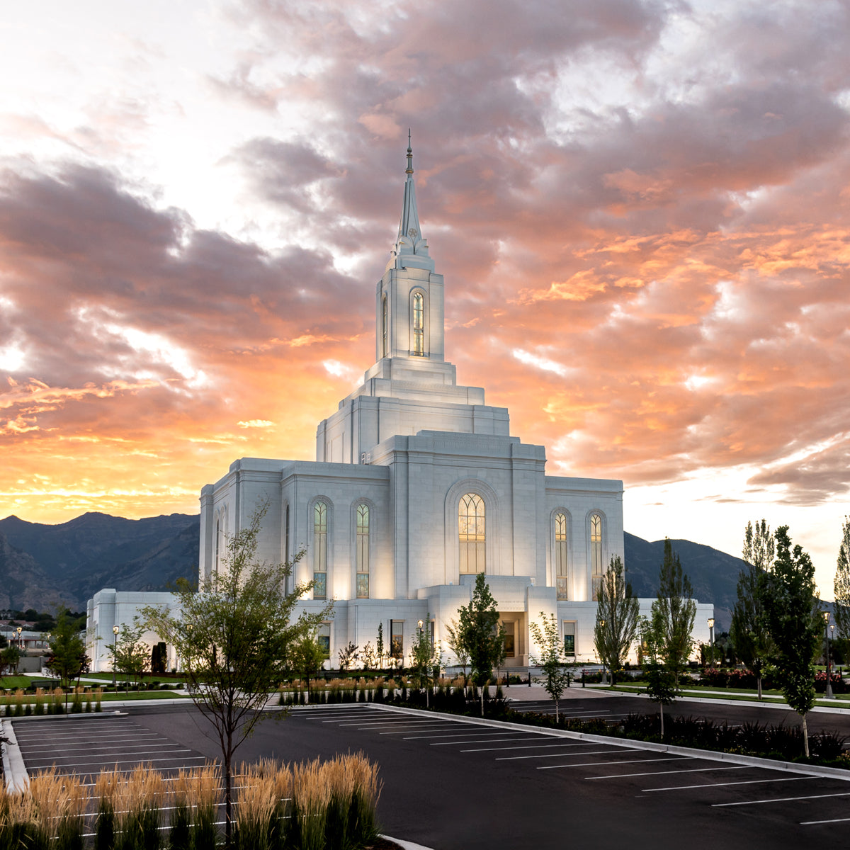 Orem Utah Fiery Sky Sunrise by Greg Farley Side view of temple with ...