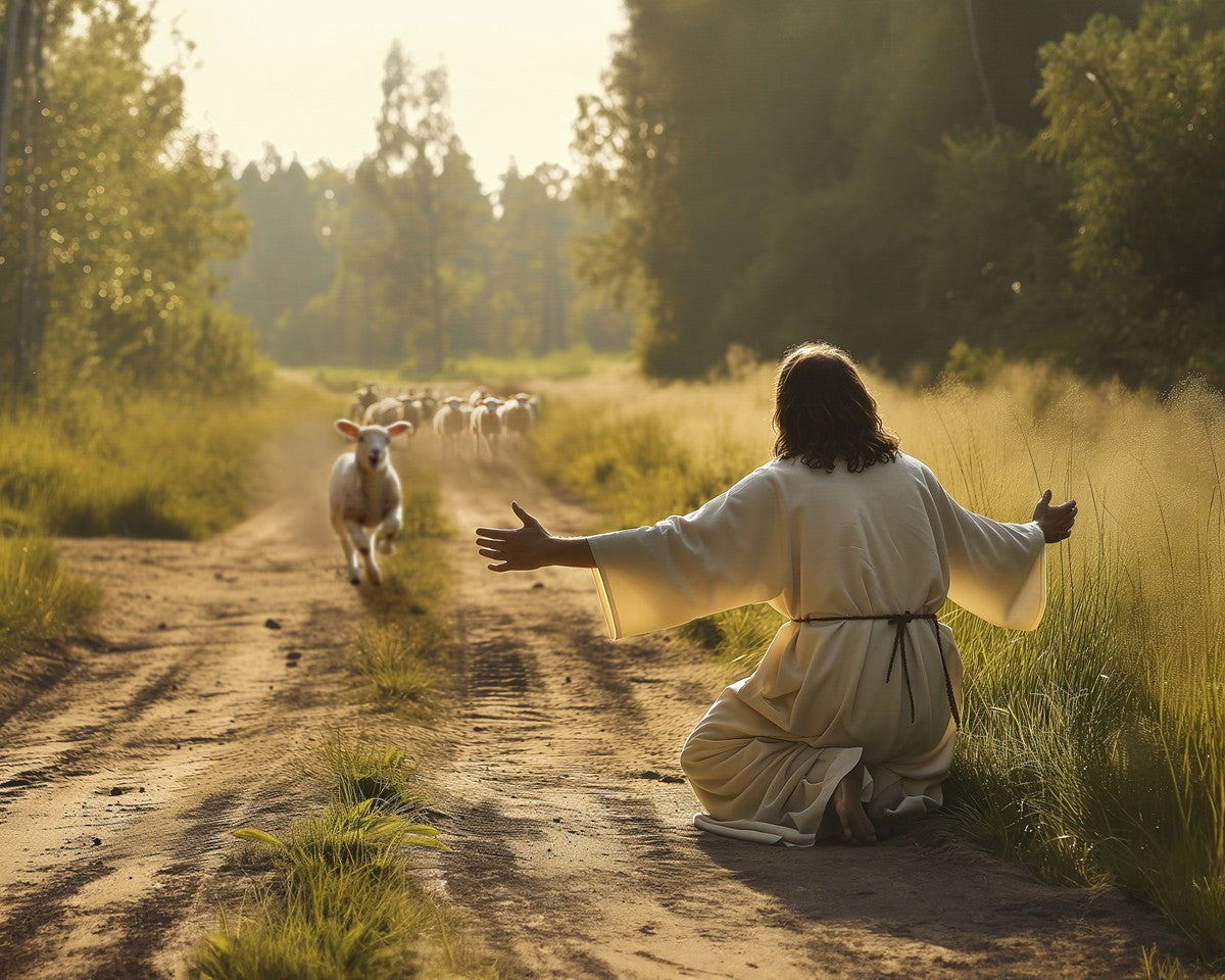 The Shepherd's Call by Kevin Carden jesus christ kneeling on a dirt ...