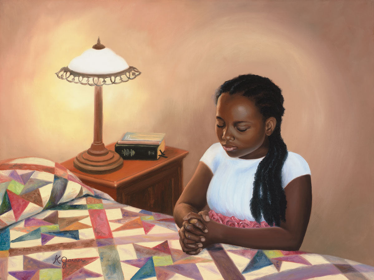 Pray, He is There by Katie Garner young woman praying beside her bed ...
