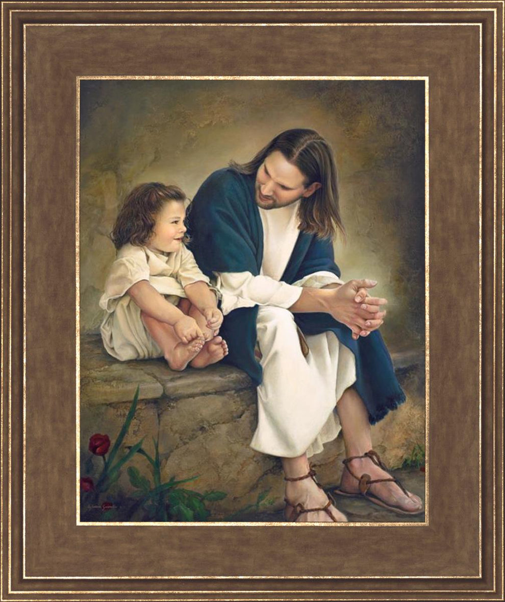 "Friends" by Liz Lemon Swindle depicts Jesus Christ seated on a stone ...