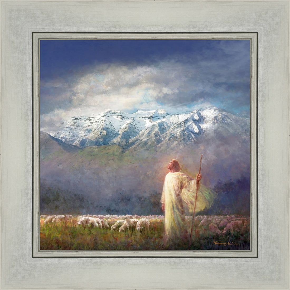 You Came Near by Yongsung Kim Jesus Christ in a Field with a flock of ...