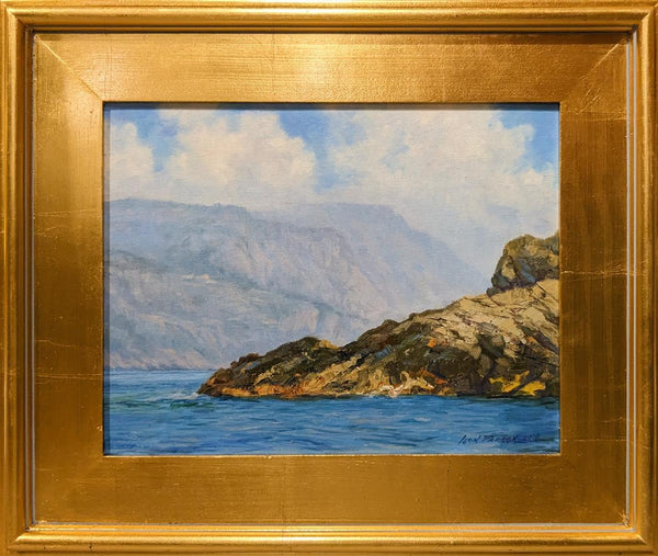 Misty Day by Leon Parson Rocky mountains going into water lake white ...