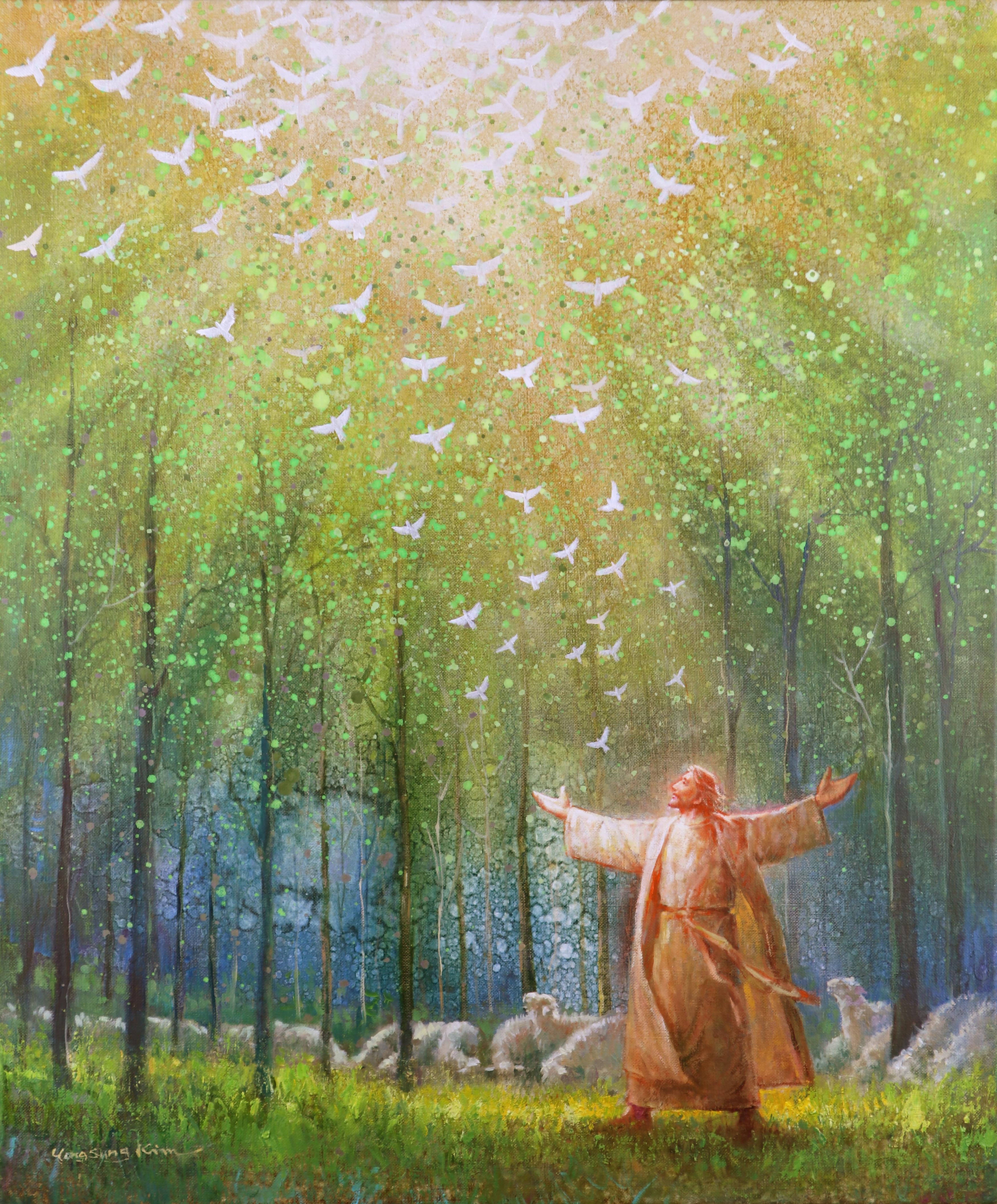 A New Light Shining Original Painting by Yongsung Kim featuring Jesus ...